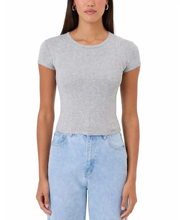 Goldie LeWinter Pointelle Ellie Baby Tee - Gray Heather