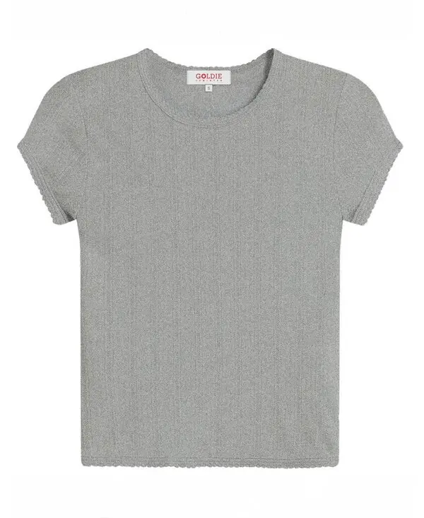 Goldie LeWinter Pointelle Ellie Baby Tee - Gray Heather