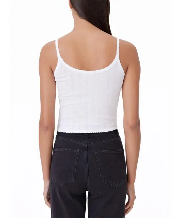 Goldie LeWinter Pointelle Ellie Cropped Cami - White