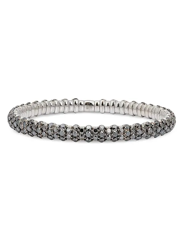 ZYDO 18k White Gold Black Diamond Stretch Bracelet - Black/white