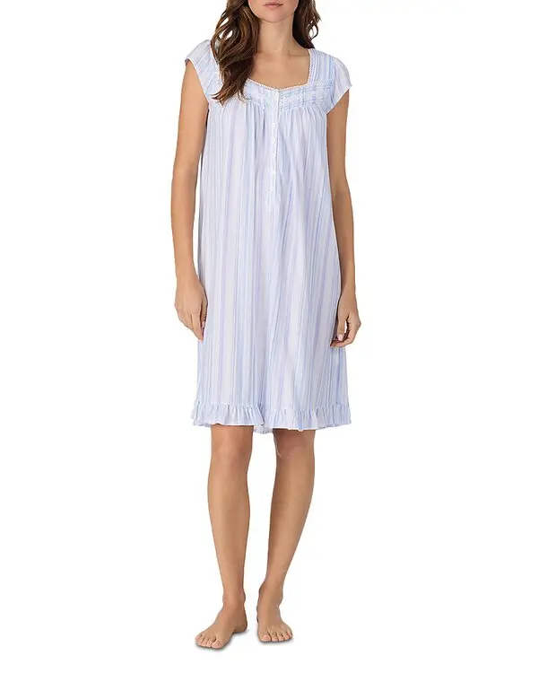 Eileen West Short Nightgown - White/blue