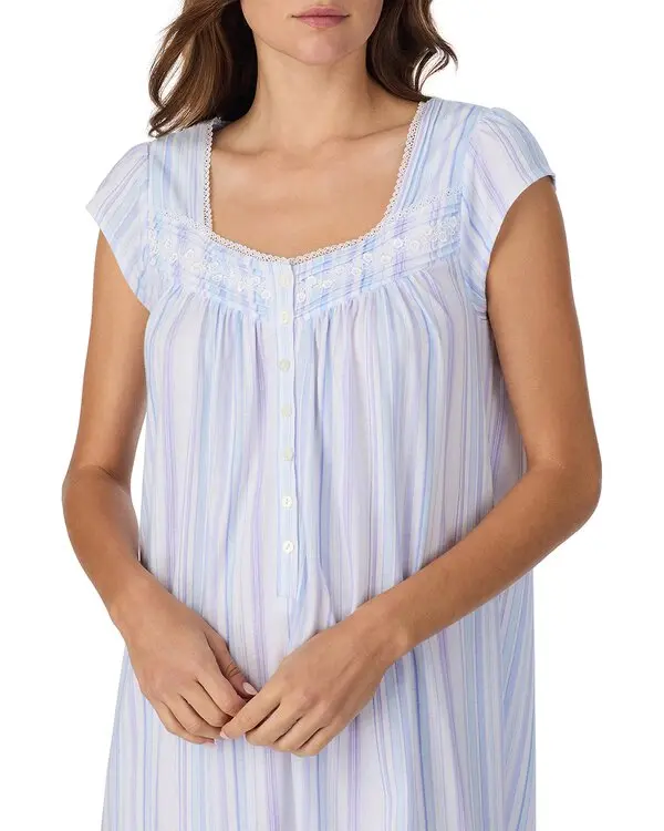 Eileen West Short Nightgown - White/blue