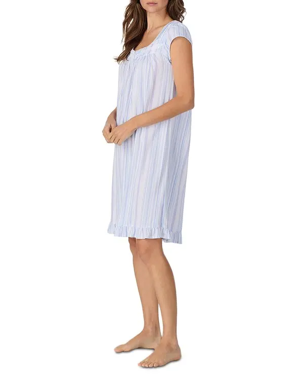 Eileen West Short Nightgown - White/blue