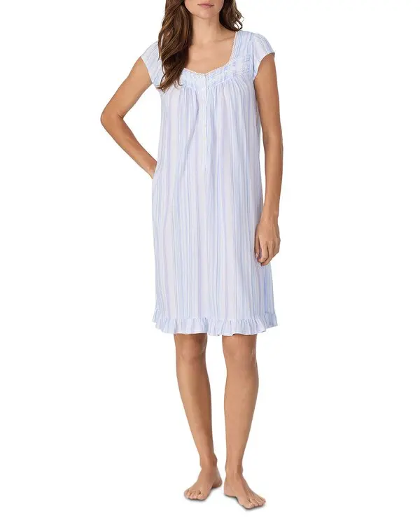 Eileen West Short Nightgown - White/blue