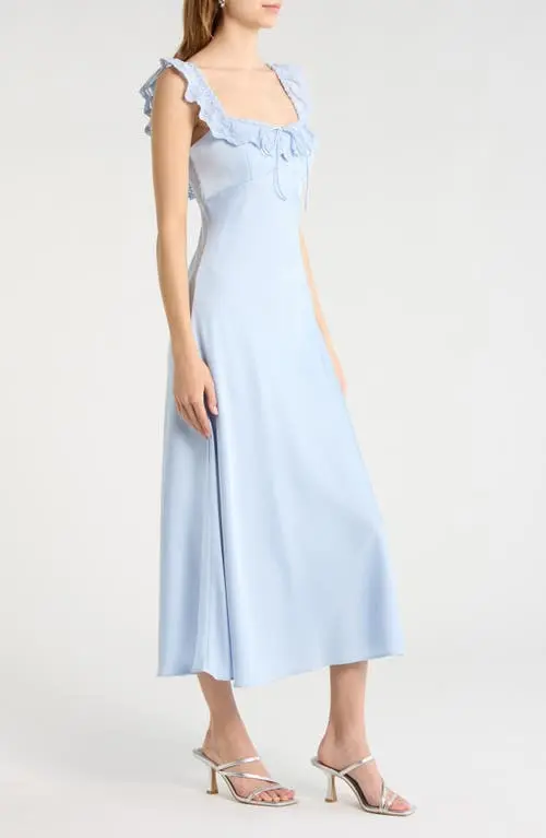 Astr The Label Makiya Lace Trim Satin Dress - Blue