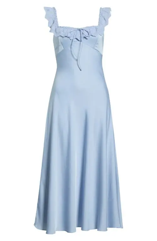 Astr The Label Makiya Lace Trim Satin Dress - Blue