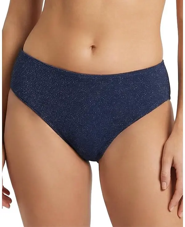 CHANGE OF SCENERY Classic Mid-rise Bikini Bottom - Marine Blue Metallic