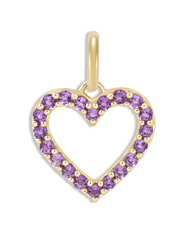 MOON & MEADOW 14k Yellow Gold Amethyst Heart Pendant - Purple/gold