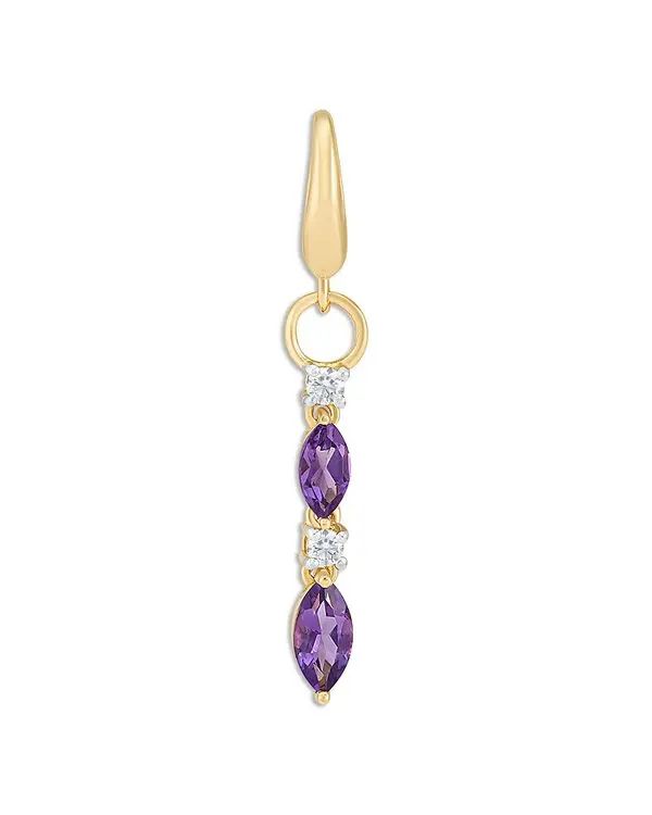 MOON & MEADOW 14k Yellow Gold Lab Grown Diamond & Amethyst Dangle Pendant - Purple/gold