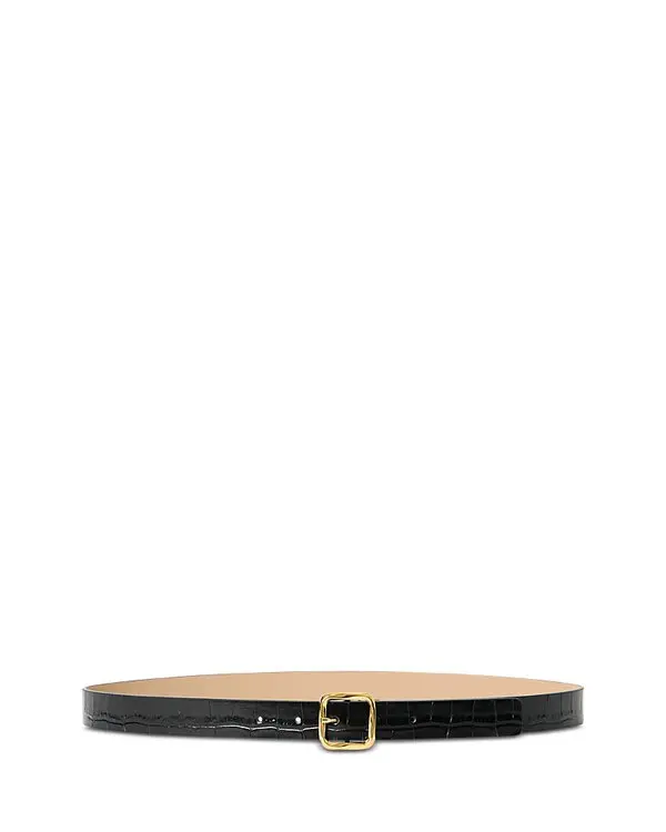 B-low The Belt Ellie Croc Embossed Leather Belt - Black Gold