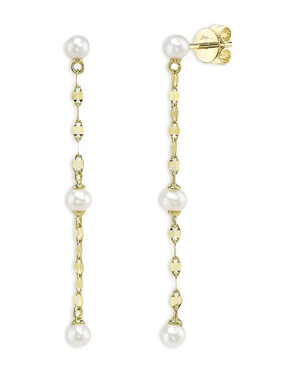 MOON & MEADOW 14k Yellow Cultured Pearl Chain Earrings - Gold