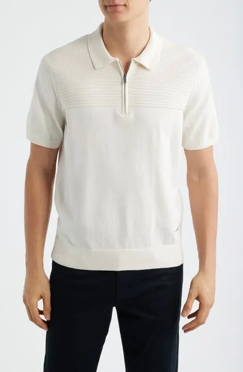 Bugatchi Quarter Zip Cotton Blend Polo Sweater
