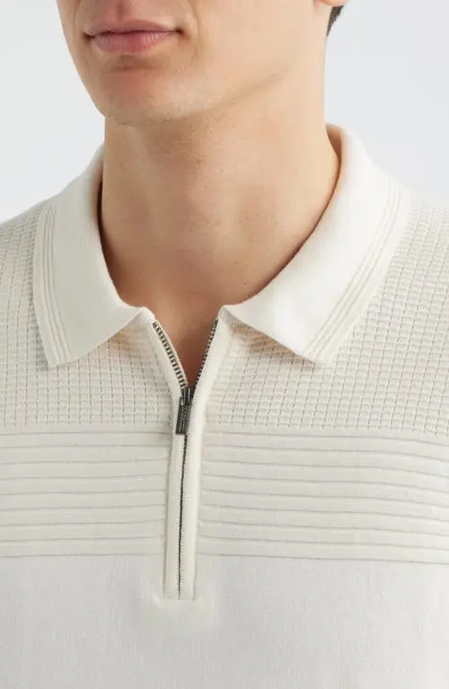 Bugatchi Quarter Zip Cotton Blend Polo Sweater