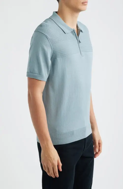 Bugatchi Quarter Zip Cotton Blend Polo Sweater - Shark