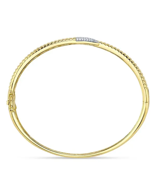 SHY CREATION 14k Yellow Diamond Pave Bypass Bangle Bracelet