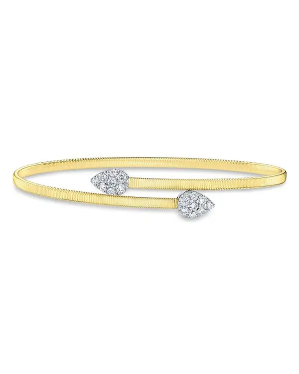 SHY CREATION 14k White & Yellow Diamond Pave Bypass Bangle Bracelet - Gold