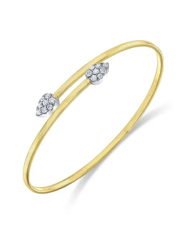 SHY CREATION 14k White & Yellow Diamond Bangle Bracelet