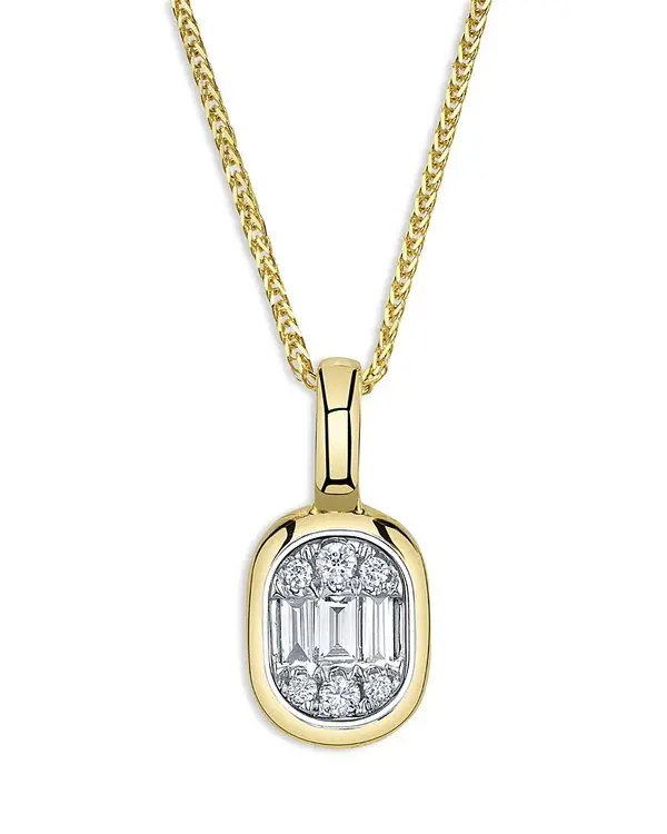SHY CREATION 14k Yellow Diamond Baguette & Round Chopin Pendant Necklace, 18 - Gold