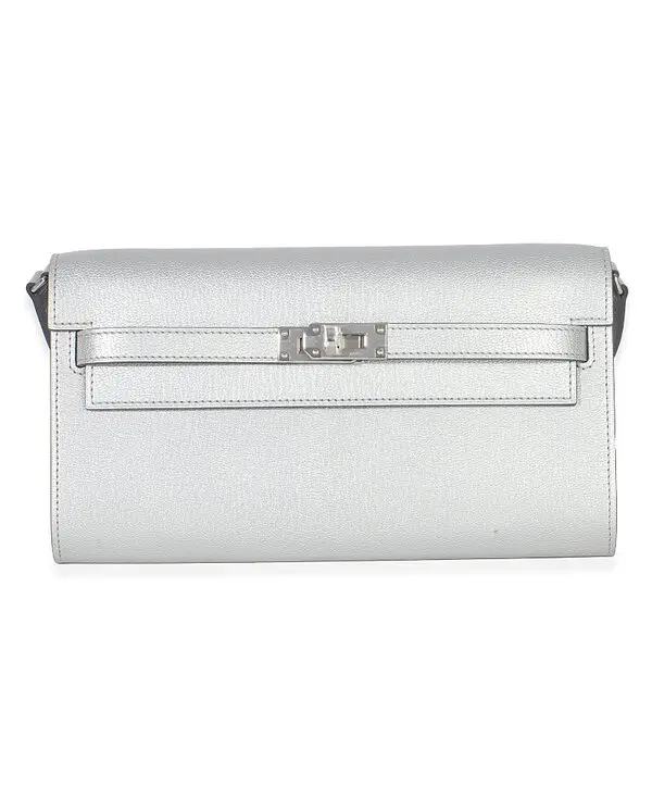 Hermès Kelly Wallet To Go Leather Handbag - Silver