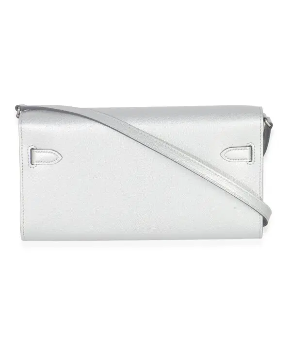 Hermès Kelly Wallet To Go Leather Handbag - Silver