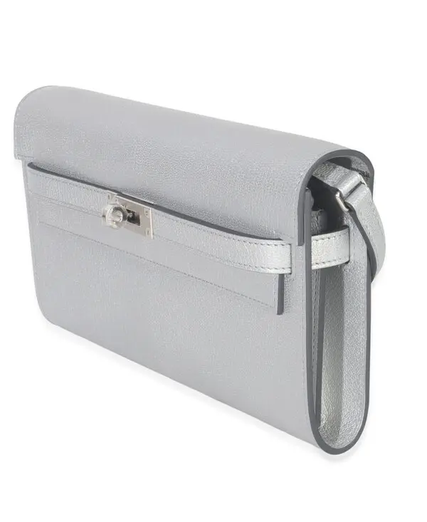 Hermès Kelly Wallet To Go Leather Handbag - Silver