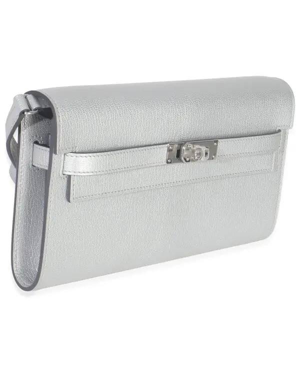 Hermès Kelly Wallet To Go Leather Handbag - Silver