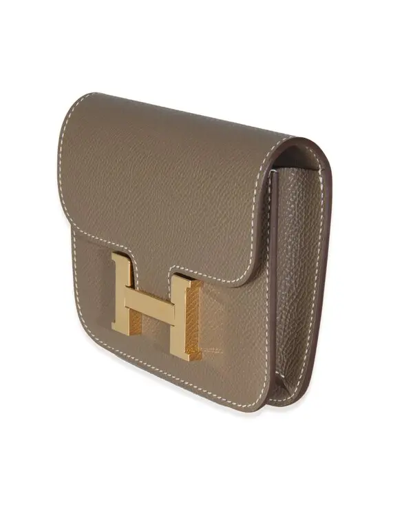 Hermès Constance Slim Wallet Leather Handbag - Grey