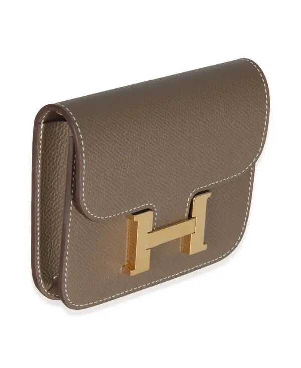 Hermès Constance Slim Wallet Leather Handbag - Grey