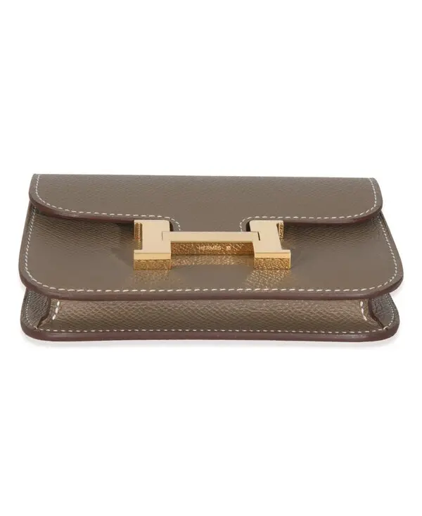 Hermès Constance Slim Wallet Leather Handbag - Grey