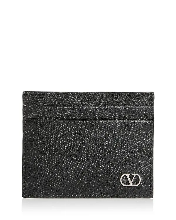 Valentino Garavani Vlogo Leather Card Case - Black
