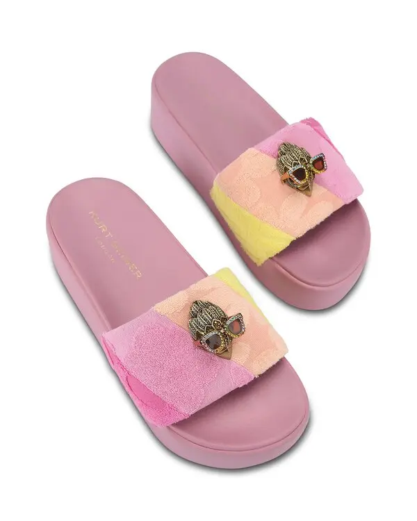 Kurt Geiger Meena Eagle Platform Slides - Pink