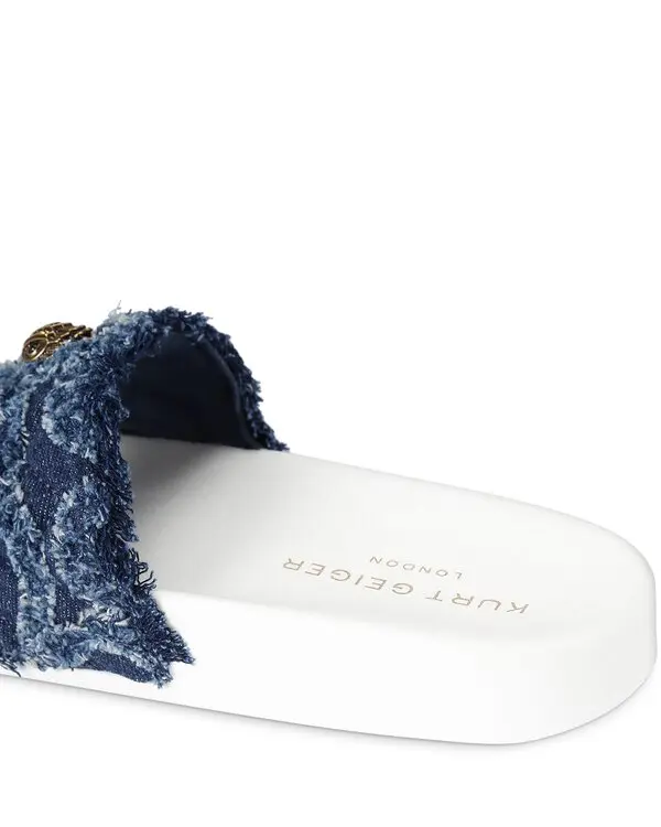 Kurt Geiger Meena Eagle Denim Slide Sandals - Open Blue