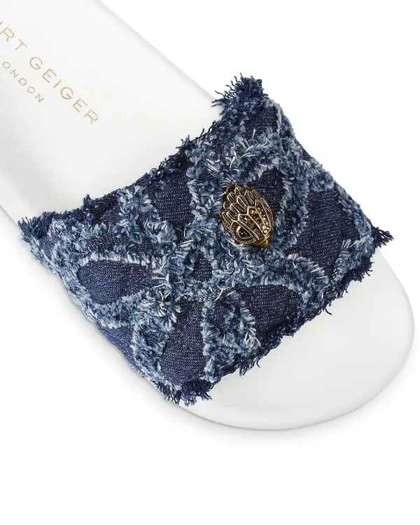 Kurt Geiger Meena Eagle Denim Slide Sandals - Open Blue