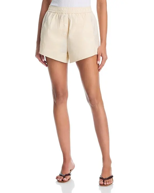 Aqua Poplin Elasticized Shorts