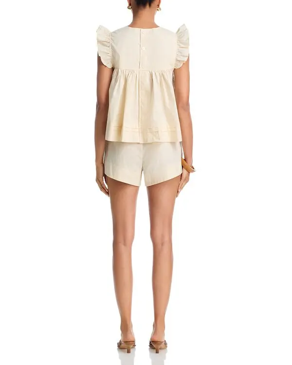 Aqua Poplin Elasticized Shorts