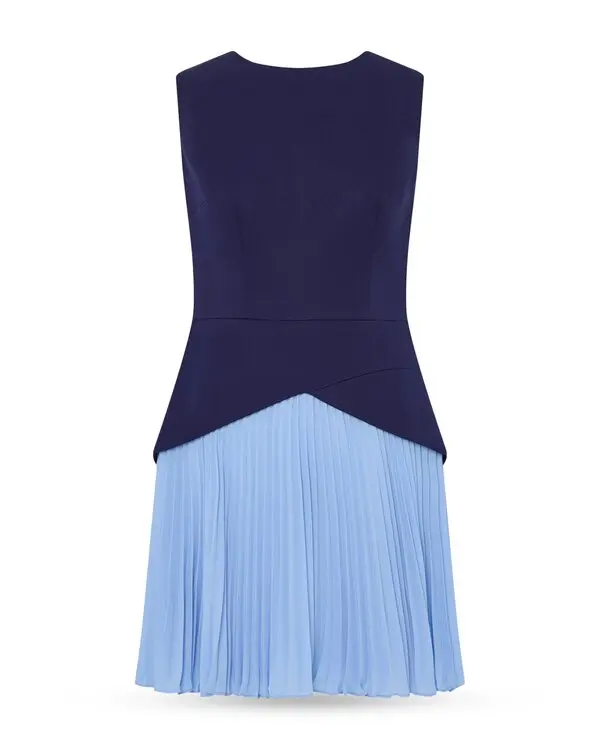 MILLY Haddy Pleated Dress - Navy