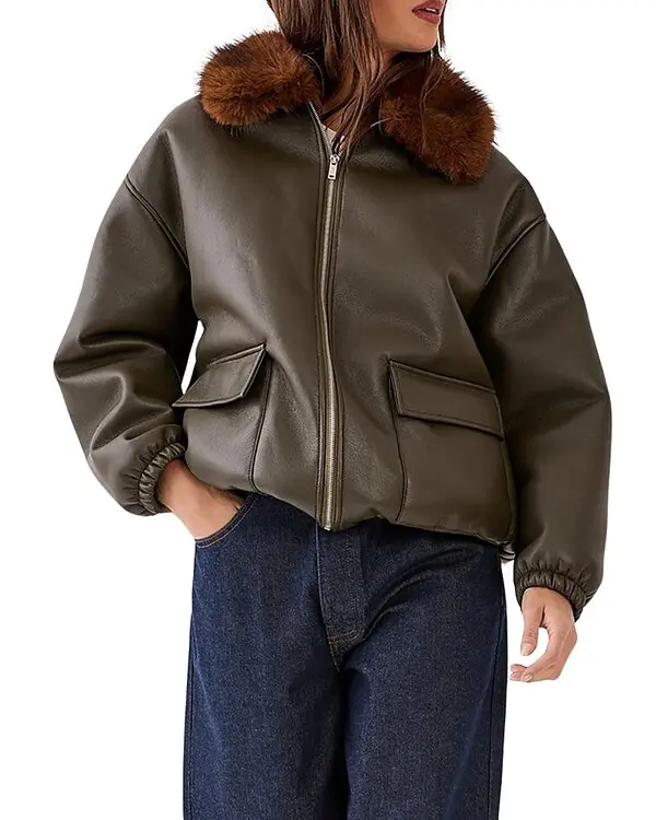 Nasty Gal Bomber Jacket With Faux Fur Collar