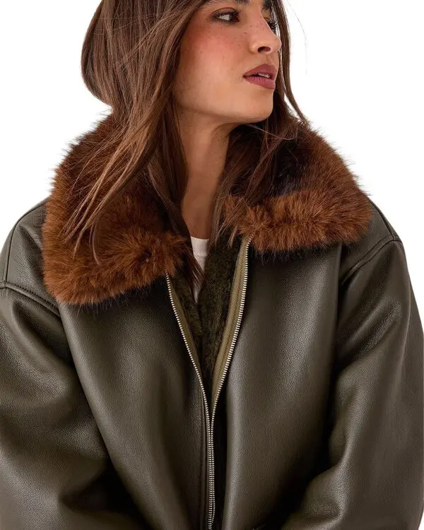 Nasty Gal Bomber Jacket With Faux Fur Collar