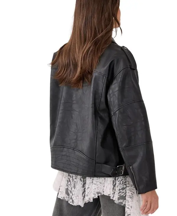Nasty Gal Faux Leather Biker Jacket - Black