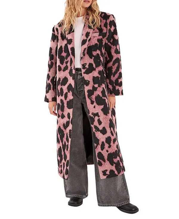 Nasty Gal Leopard Print Wool Blend Tailored Coat