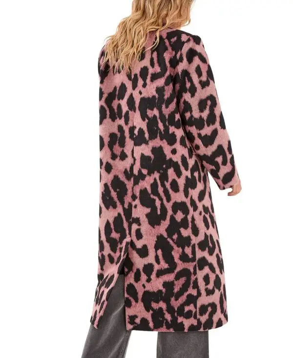 Nasty Gal Leopard Print Wool Blend Tailored Coat