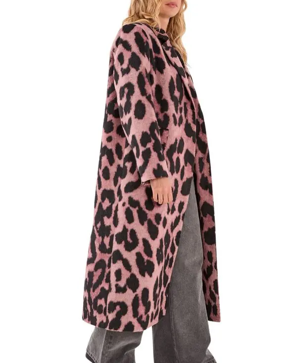 Nasty Gal Leopard Print Wool Blend Tailored Coat