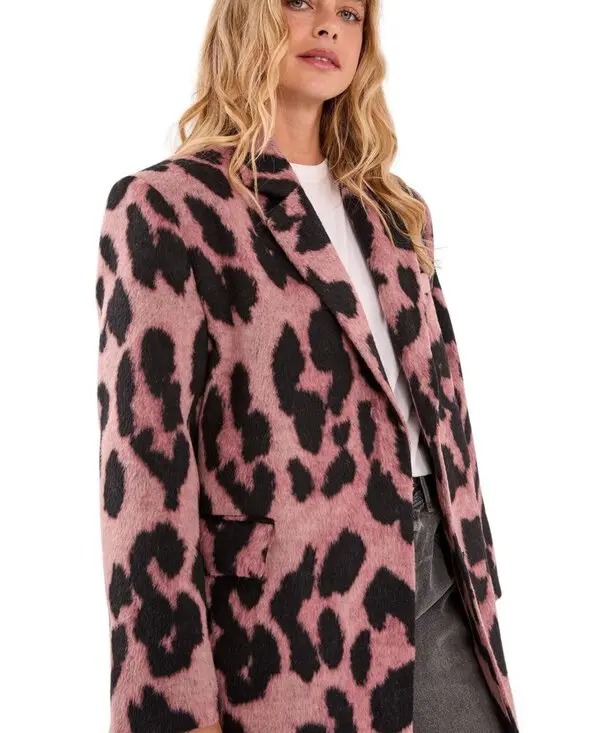 Nasty Gal Leopard Print Wool Blend Tailored Coat