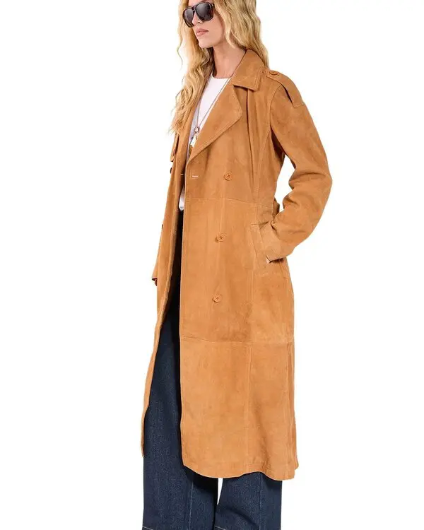Nasty Gal Real Suede Trench Coat - Tan