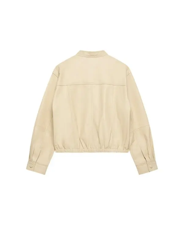 Mint Velvet Leather Cropped Bomber Jacket