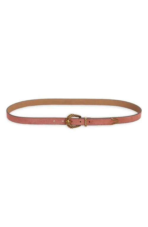Treasure & Bond Suede Belt With Fluted Buckle - Rust Brown- Antique Gold