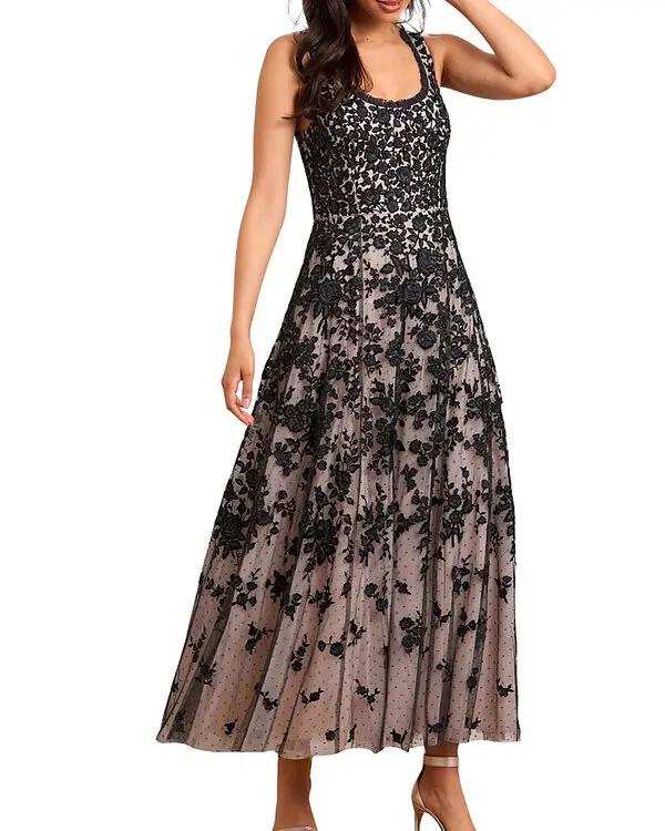 NEEDLE & THREAD Rosa Scoop Neck Ankle Gown - Graphite/opal