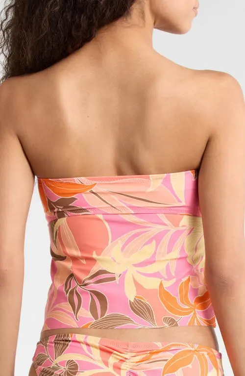 Sanctuary Ruched Bandeau Tankini Top - Pink Multi