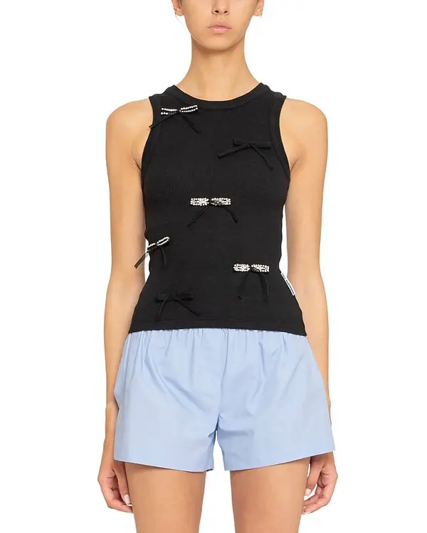 DES_PHEMMES Bow Tank Top - Black