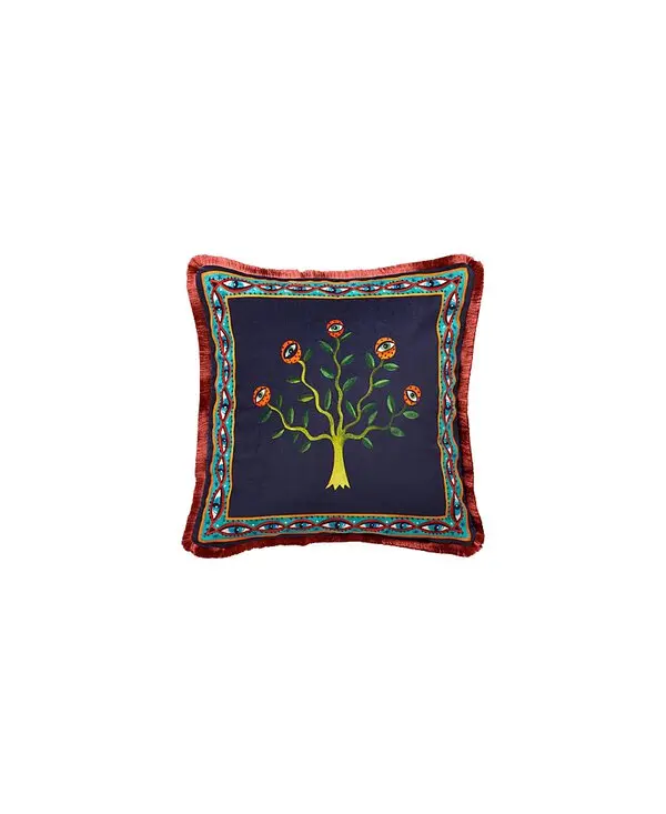 La DoubleJ Velvet Cushion, 19" X 19 - Eye Vines Midnight Blue